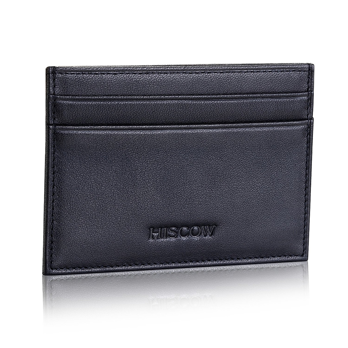 Leather Slim Card Holder, Tiny Small Credit Card Wallet ID Case for Men & Women (Black)