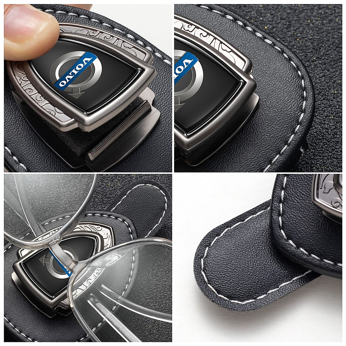 Sunglasses Holder for Car Visor,Clip-on Glasses Holder Car Glasses Holder Visor Sunglasses Clip for Car with Logo Compatible with Volvo XC40 XC60 XC90 V90 V60 S90 S60 2016-2020 2021 2022,Black