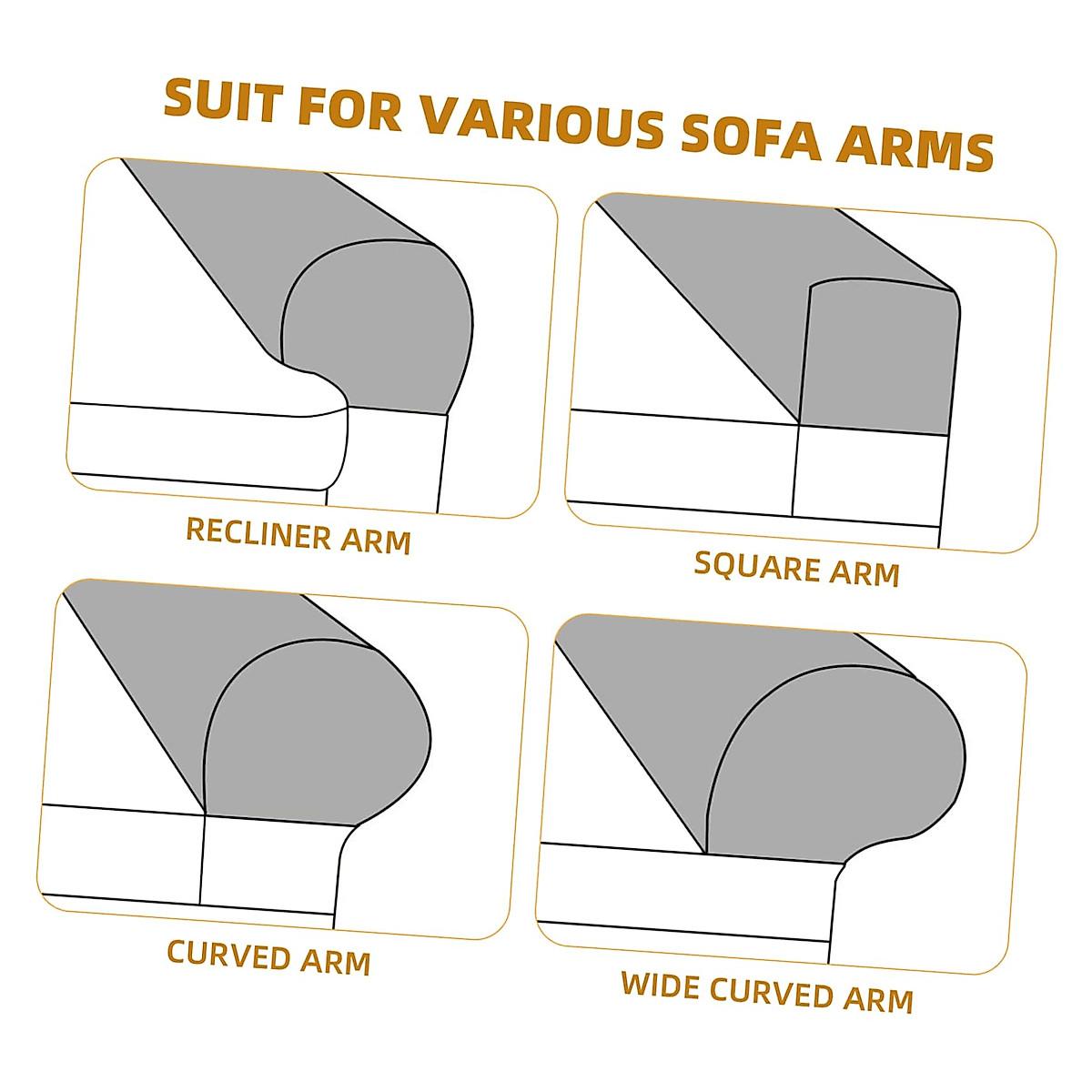 GOOHOCHY 2Pcs Universal Sofa Armrest Covers Elastic Protective Covers for Sofas Beige Comfortable Long-Lasting Decor