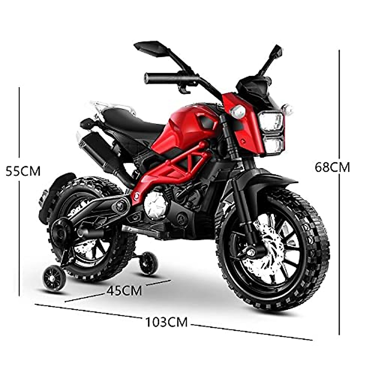 Eletric Motorcycle for Kids Ride on Motorcycle, Tamco 12V Electric Dirt Bike with Training Wheels Hand Racing Foot Brake PU seat Ride on Motorcycle for 3~6 Years Boys Girls Gift (red)