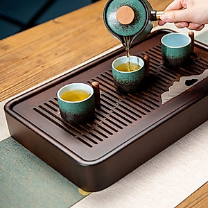 Bamboo Tea Tray Shan Wai Shan Round Corner Chinese Gonfu Tea Serving Tray Middle