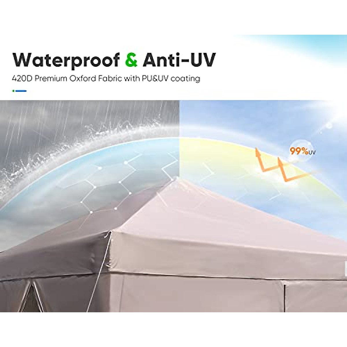 Quictent Privacy 8'x8' Pop up Canopy Tent Enclosed Instant Gazebo Shelter with Sidewalls and Mesh Windows Waterproof (Beige)