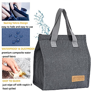 FERNYE Lunch Bag for Women/Men,Waterproof Reusable Portable Lunch Tote,Lunch Box Bag.Thermal Cooler Bag Ideal for Work/Party/l/Travel/Picnic (Light Gray)