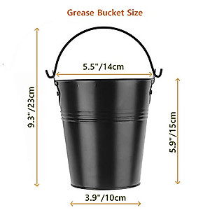 Drip Grease Bucket and 12-Pack Liners for Traeger 20/22/34 Series, Pit Boss etc Pellet Grill Smoker (Black 12)