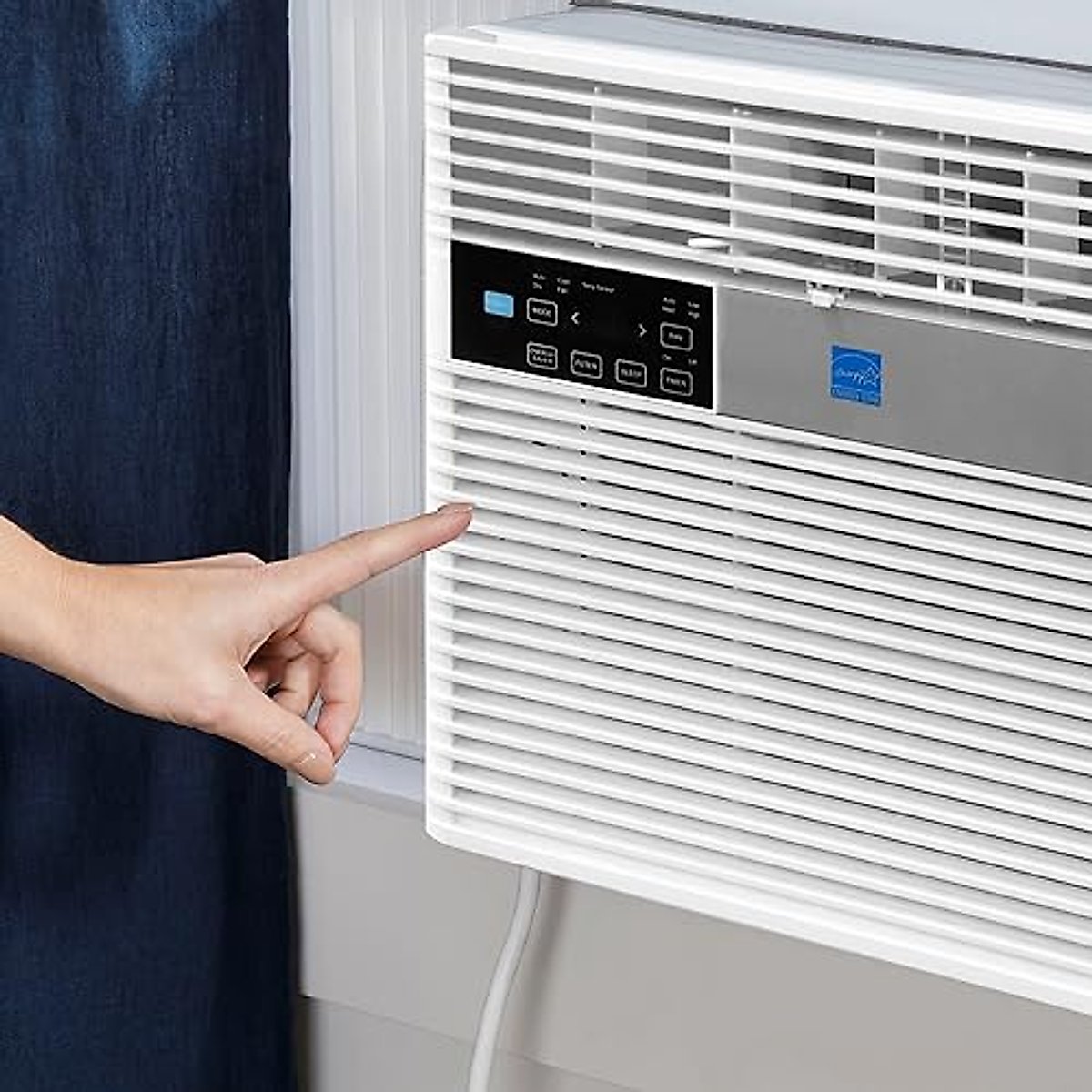 HomePointe 10,000 BTU Single Phase Window Air Conditioner Unit with 1-Touch Remote Control, LED Display Digital Panel, and Installation Kit, White