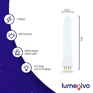 lumenivo Replacement for Coleman Lantern Bulb Kandolite 96500 9W CFL Light Bulb for Lantern Light Bulb Replacement - T4-CR1 82 Bulb Shape - 2G7 4 Pin Base - 1 Pack