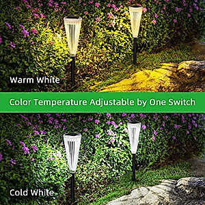 DOMIDAR 6 Pack Solar Outdoor Lights,Solar Landscape Garden Powered Pathway Lights Warm/White Switch Auto On/Off Waterproof LED Path Lighting for Garden Walkway Yard Driveway Patio Lawn Backyard Decor…