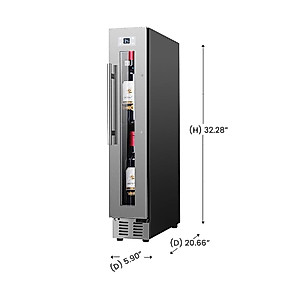 EQUATOR 9 bottle Built-in/Freestanding Wine Ref with 7 color LED Lights (Stainless)
