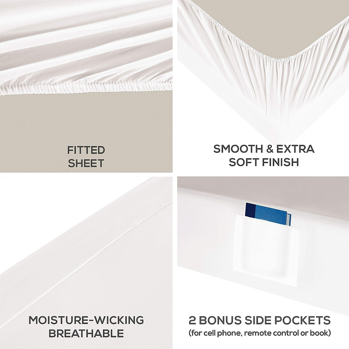 Mueller Luxury 6 PC Full Size Bed Sheets, Super Soft 1800, Deep Pocket up to 16" Full Size Sheets, Transfers Heat, Breathes Better, Hypoallergenic, Wrinkle-Resistant, Oeko-TEX, White