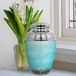 Trupoint Memorials Cremation Urns for Human Ashes - Decorative Urns, Urns for Human Ashes Female & Male, Urns for Ashes Adult Female, Funeral Urns - Large, Up to 200 Lbs, Light Blue