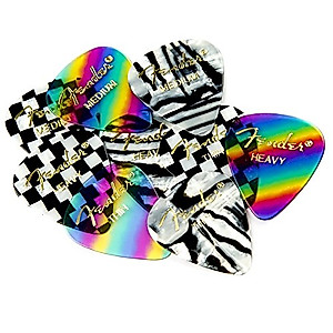 Fender Graphic Guitar Picks 351 Shape, Zebra, Medium, 12-Pack