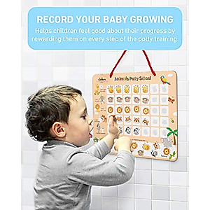 Potty Training Chart for Toddlers,Boys,Girls - Animal Design - Magnetic Sticker Chart, Waterproof Magnetic Potty Training Reward Chart, Certificate, 3 Instruction Steps, 35 Magnetic Stickers
