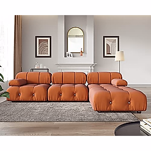 Sdorens Modern Velvet Sectional Sofa, L Shape Minimalist Modular Sofa Couch, Convertible Sofa Couch for Living Room, Apartment