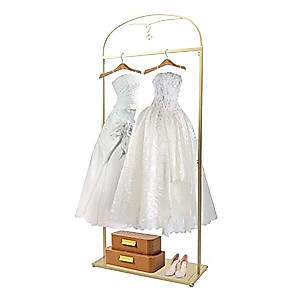 kunghei 91" Tall Wedding Dress Rack Gold Garment Rack Clothing Store Retail Display Rack Boutique Racks for Hanging Long Dresses Clothes Wedding Dress Heavy Duty Commercial Standing