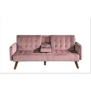Container Furniture Direct Cricklade Velvet Uphostered Convertible Sofa Bed, Lush Pink