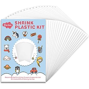 Warckon 24 Pieces Shrink Plastic Sheets, Shrink Art Paper Shrink Film Sheets Frosted Ruff n' Ready for Kids Creative Craft, Create Your Own Earrings, Necklace, Keychains (7.9 X 5.7 inch)