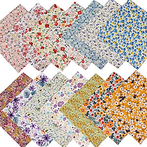 100% Cotton Quilting Fabric Squares 5''x5'' Floral Print Precut Fabric Bundles Charm Packs for Quilting 5 inch Clearance for Pathwork Quilt（Fresh Style）