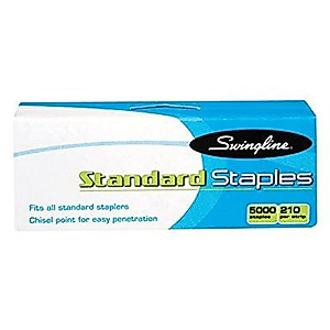 Swingline SWI79350 Standard Staples, 210/Strip, 5000/Box, Silver