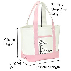 DALIX 14" Mini Small Cotton Canvas Party Favor Wedding Gift Tote Bag in Pink
