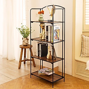 Crofy No Assembly Folding Bookshelf for Living Room, 4 Tier Black Collapsible Book Shelf for Home Office, Portable Bookcase Storage Organizer