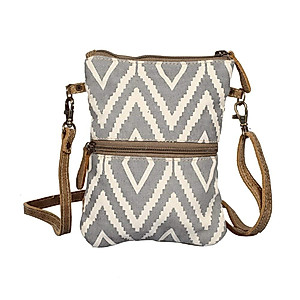 Myra Bag Gladden Upcycled Canvas Crossbody Bag S-1357, Brown, One Size