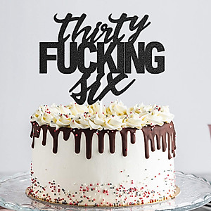 Thirty Six Black Glitter Cake Toppers 36 Years Old 36th Birthday Party Decorations Supplies
