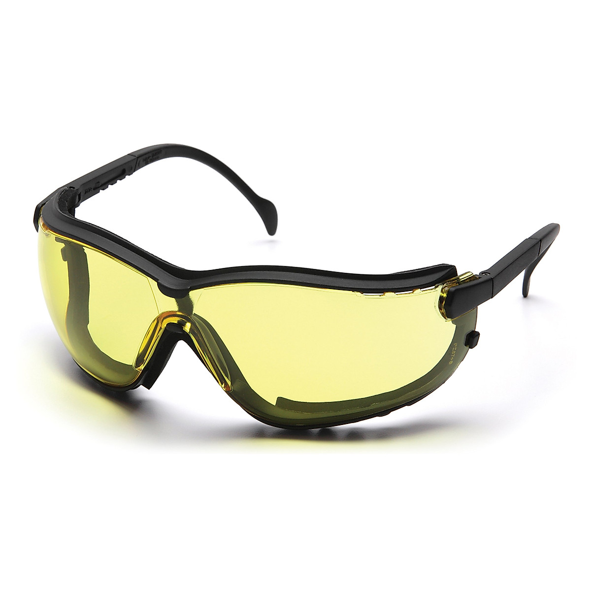 Pyramex V2G Safety Glasses, Black Frame/Amber Anti-Fog Lens