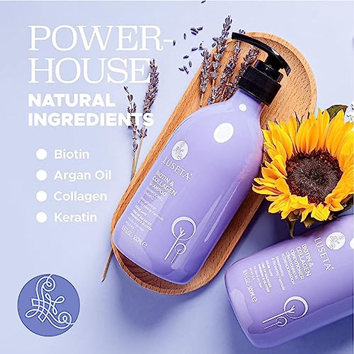 Luseta Biotin Shampoo and Conditioner for HairGrowth - Thickening Shampoo for Thinning Hair andHair Loss - Infused with Argan Oil to Repair DamagedDry Hair - Sulfate Free Paraben Free-2 x 16.9 fl oz