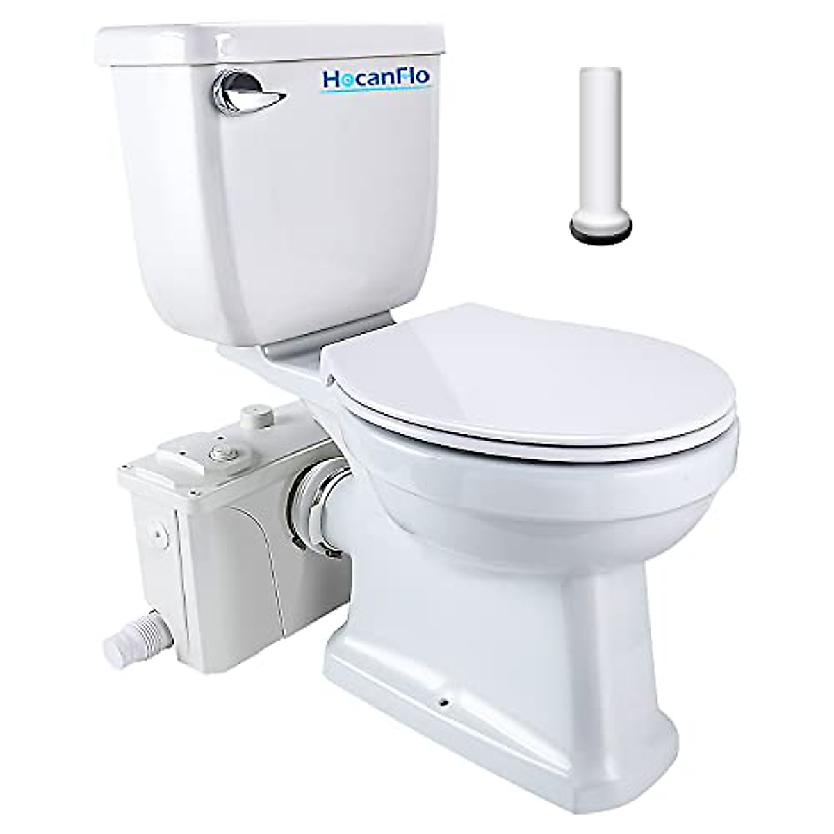 700watt Macerator Toilet, 1HP Two Piece Upflush Toilet Kit Included Toilet Bowl, Water Tank, Soft Closing Seat, Extension Pipe Between Toilet and Pump,Automatic Start and Stop (FLOWC-700)