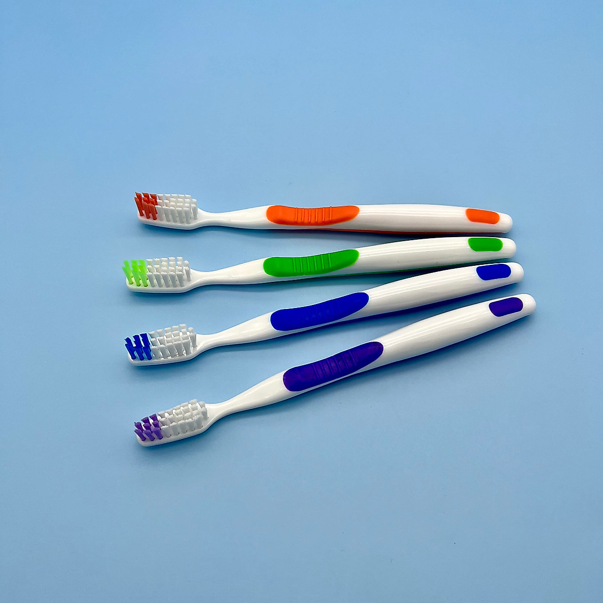 Tess Oral Health 144 Individually Wrapped Disposable Toothbrushes in Bulk - Single Use Travel Toothbrushes - 4 Assorted Colors - Ideal for Travel, Guests, and On-The-Go Oral Care