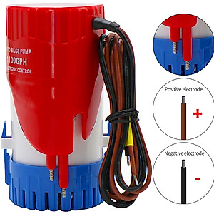 MAKERELE Auto Bilge Pump for Boats 12v 1100GPH Automatic Submersible Boat Bilge Water Pump with Electronic Switch (Outlet Diameter：1 1/8 inch/29mm)…