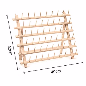 AUSUKY Multi-Function Foldable Wood Thread Stand Rack Holds Organizer Wall Mount 60 Spool Cone Embroidery Machine Sewing Storage Holder Sewing Quilting Bobbin Holder Craft Tools