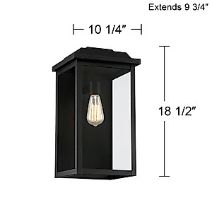 John Timberland Eastcrest Modern Outdoor Wall Light Fixture Textured Black 18 1/2" Clear Glass Panels for Exterior Barn Deck House Porch Yard Patio Outside Garage Front Door Garden Home Roof