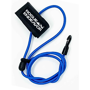 Rogue Endeavor Fishing Rod Leash & Kayak Paddle Leash Kit, Kayak Fishing & Paddle Boarding - 48" Shock Cord, Quick Release Clip, Neoprene Lined Strap and Carrying Bag (Set of 2) (Blue)