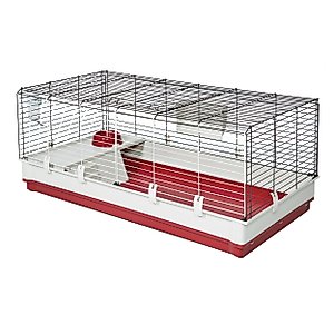 Midwest Homes for Pets Deluxe Rabbit & Guinea Pig Cage, X-Large, White & Red