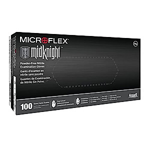 Microflex MK-296 Black Disposable Nitrile Gloves, Latex-Free, Powder-Free Glove for Mechanics, Automotive, Cleaning or Tattoo Applications, Medical/Exam Grade, Size Large, Case of 100 Units