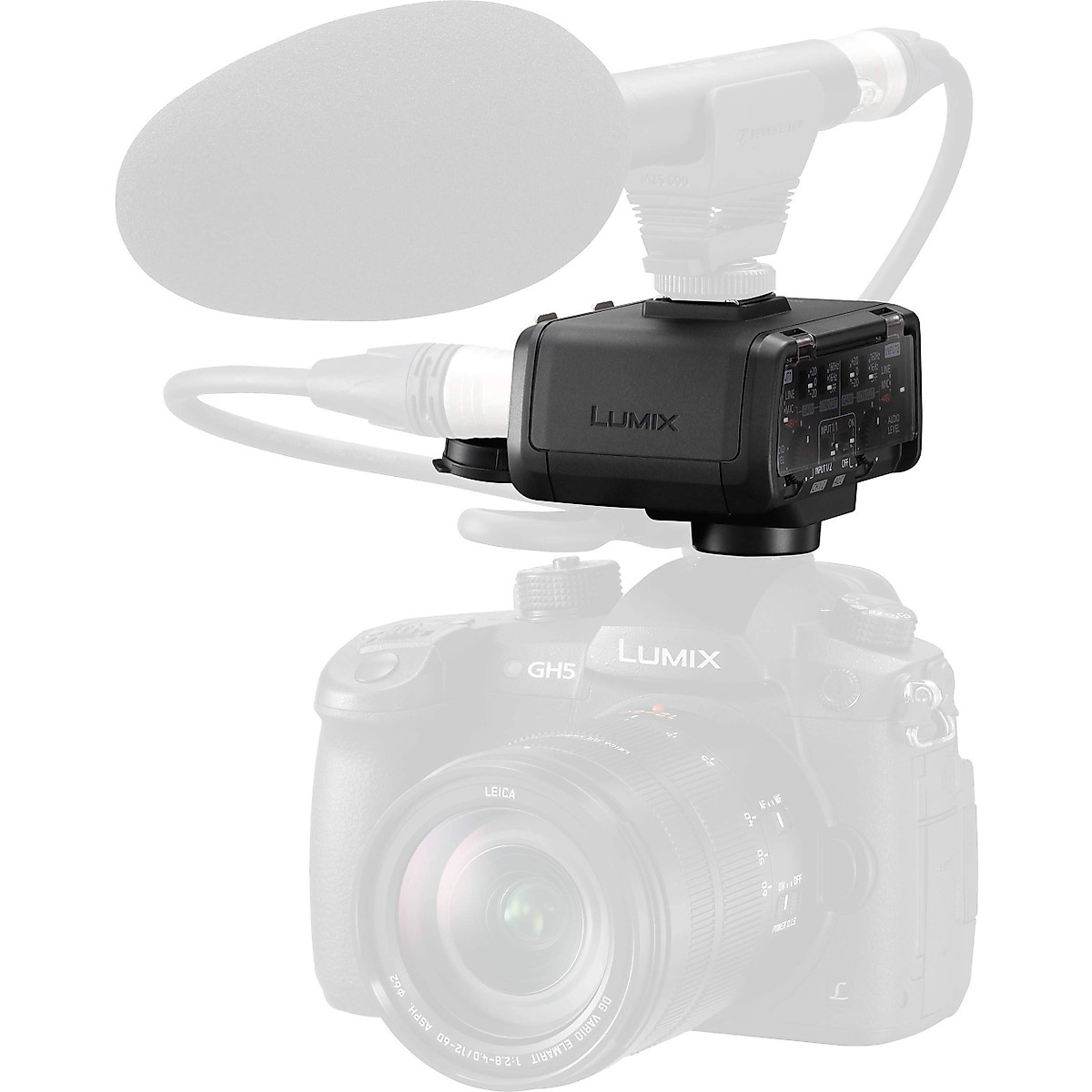 Panasonic Professional XLR Audio Video Microphone Adaptor with 2 XLR Terminals – Accessory Compatible with LUMIX GH5, GH5S, S1 and S1R Mirrorless Digital Cameras - DMW-XLR1, Black