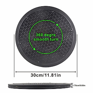 2PCS 12 inch Heavy Duty Plastic Lazy Susan Turntable Stand, Black Lazy Susan Hardware, Large Lazy Susan Rotating Swivel with Steel Ball Bearings Stand for Monitor, TV, Potted Plants