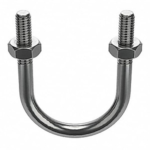1/4"-20 x 1-1/4" Pipe Size Plain 304 SS U-Bolt
