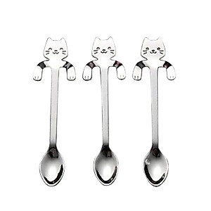 YJYdada 1 Piece Cute Cat Spoon Long Handle Spoons Flatware Drinking Tools Kitchen Gadget