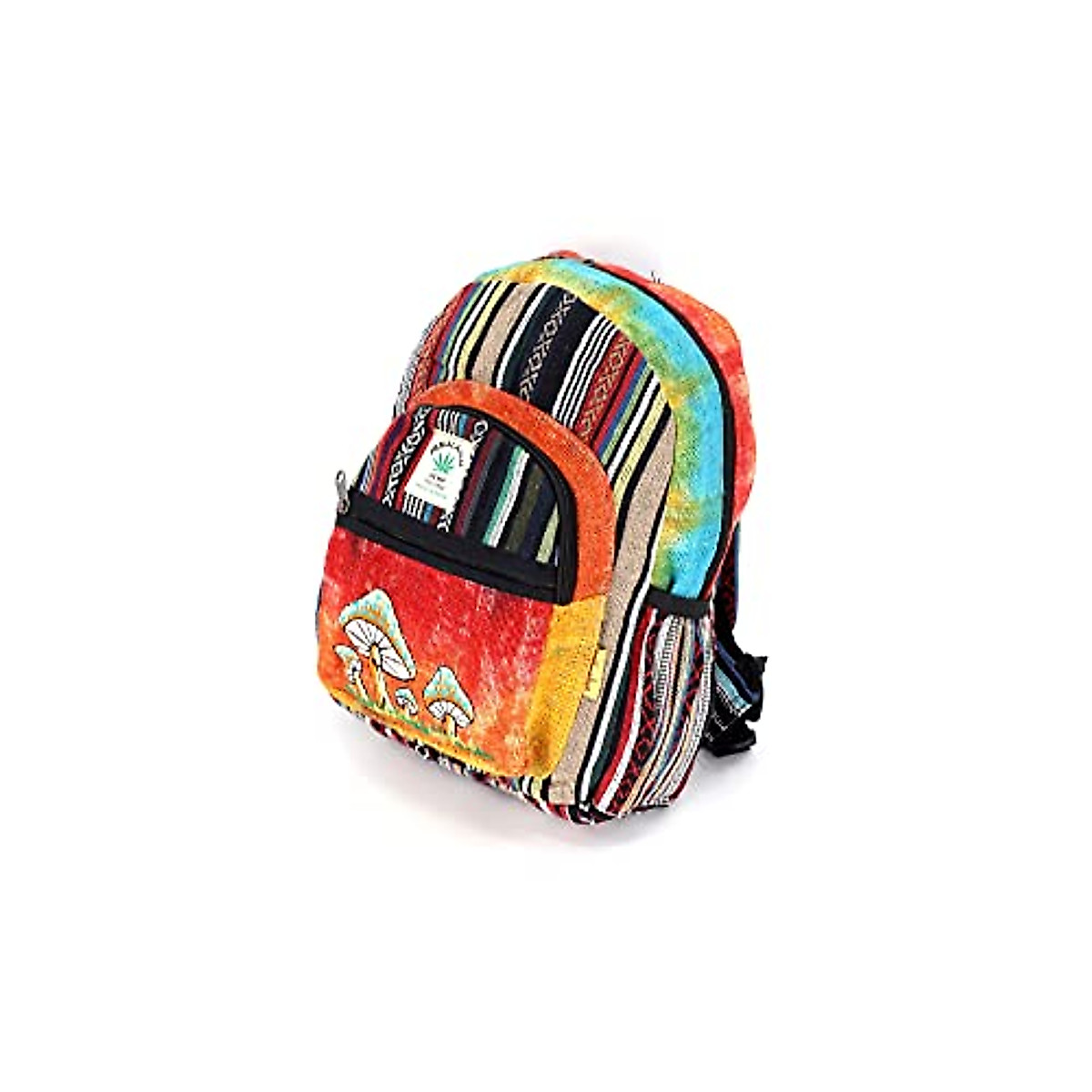 Himalaya Handmade Unique design Himalaya Hemp Backpack Small Backpack Hippie Backpack Festival Backpack Hiking & Tablet Backpack FAIR TRADE Handmade with Love, Rainbow, HBBH-0150