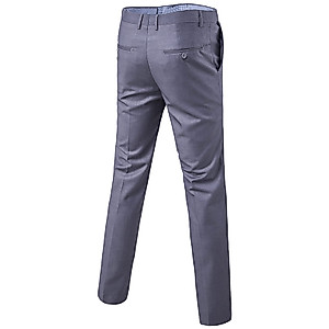 Men's Stylish Slim Stretch Pant Solid Color Skinny Fit Comfort Suit Pant Lightweight Comfort Business Trousers (Light Grey,5X-Large)