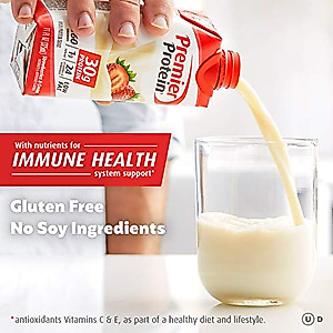 Premier Protein 30g Shakes Strawberries Cream 11 Fluid Ounces, Strawberry Shake, 44 Fl Oz, (Pack of 4)