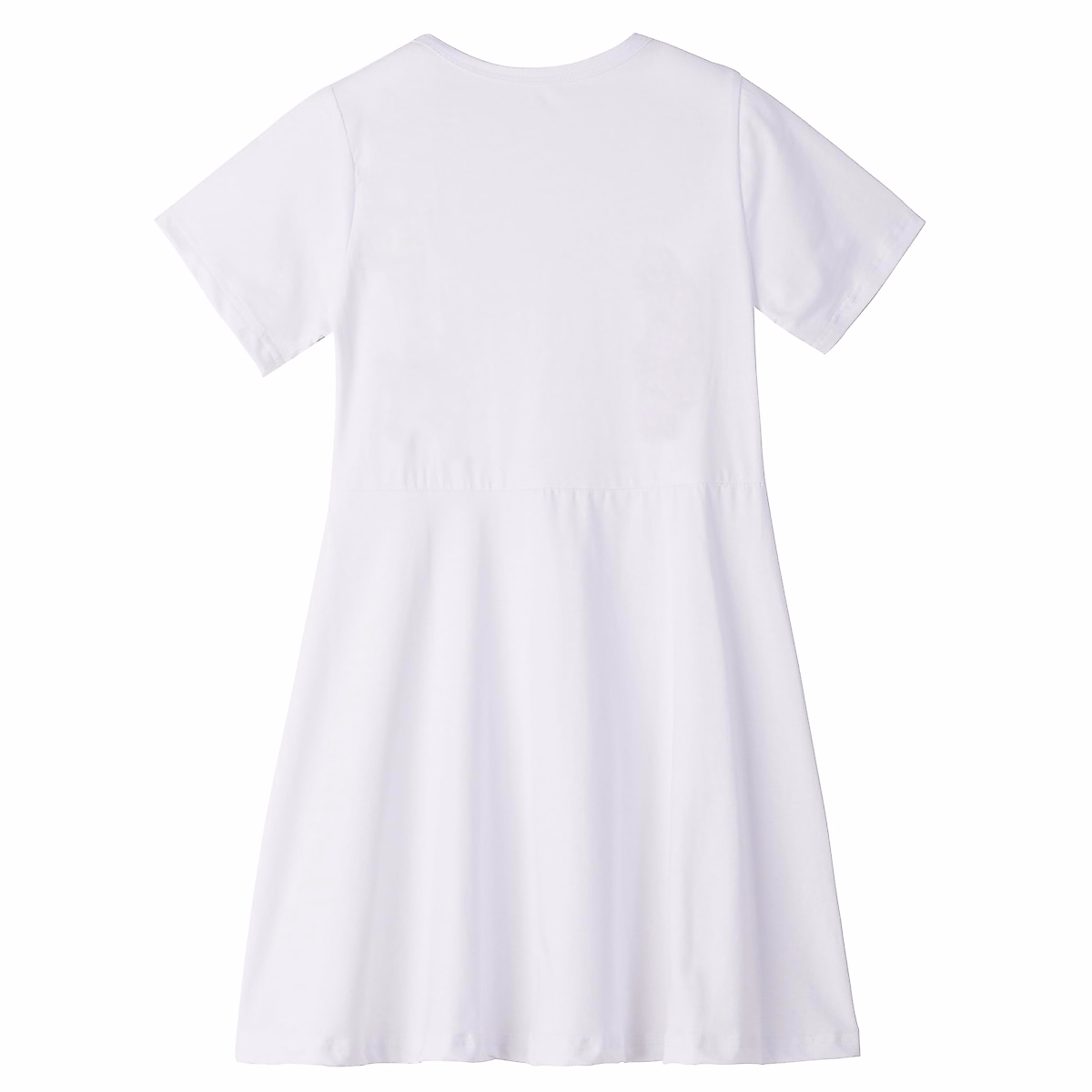 Niyage Toddler Girls Cotton Short Sleeve Dress Loose Casual A-Line Skater Dresses White 130