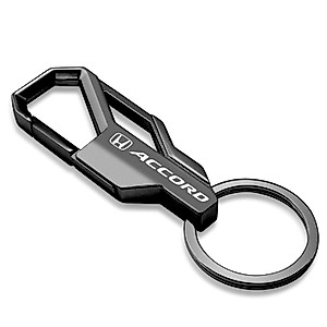 iPick Image Compatible with Honda Accord Gunmetal Black Carabiner-Style Snap Hook Metal Key Chain