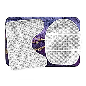 WONDERTIFY Digital Marbled Surface Bathroom Antiskid Pad Marbling Stone Texture Violet Blue Purple Marble Golden Veins 3 Pieces Bathroom Rugs Set, Bath Mat+Contour+Toilet Lid Cover