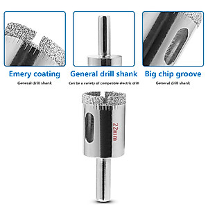 Luomorgo 2 Pcs 22mm/7/8 inch Diamond Hole Saw, 1.1 inch Cutting Depth Diamond Drill Bits for Glass Ceramic Marble Porcelain Tile Granite Quartz Gemstone