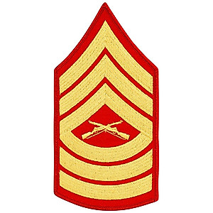 United States Marine Corps USMC chevron gold embroidered on red MSGT Master Sergeant