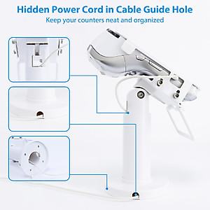 CRIZISTON POS Terminal Stand for Pax A920/A920 Pro Credit Card Machine Stand, 7" Tall Tilt & Swivel Credit Card Reader Stand, Credit Card Terminal Stand with Complete Kit, Screw-in and Adhesive, White