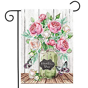 Mother's Day Roses Garden Flag Mason Jar Floral 12.5" x 18" Briarwood Lane